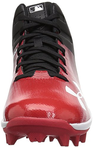 Under Armour Boy’s Leadoff Mid Jr. RM Baseball Shoe, Black (061)/Red, 8 US Unisex Little Kid