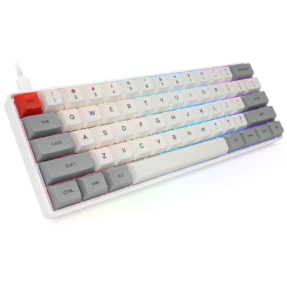 YUNZII SK61 Grey Hotswap Mechanical Gaming Keyboard with Optical Switch, RGB, Programmable Custom Keyboard (Gateron Black Switch, Grey 61 Keys)
