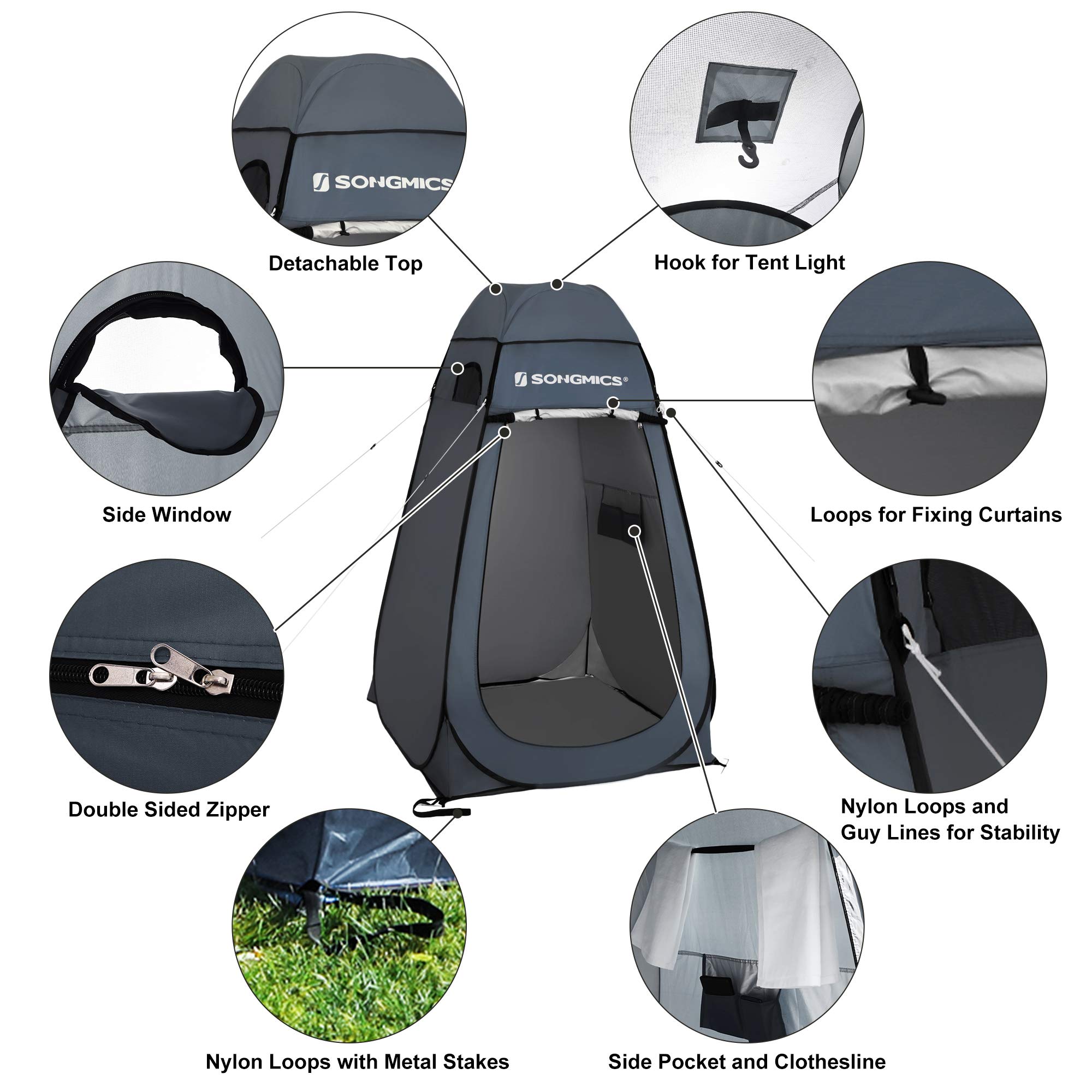 SONGMICS Pop up Tent, Privacy Shelter for Changing Room, Dark Gray + Blue