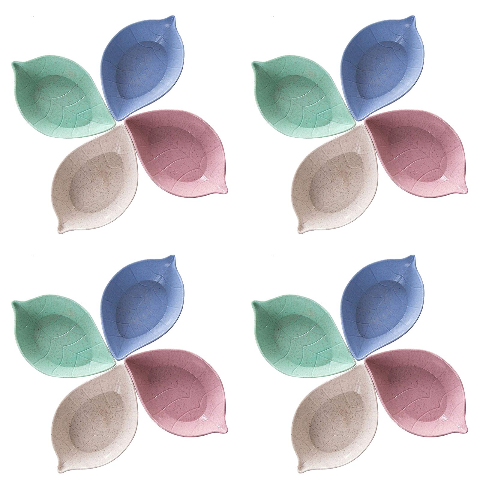 VinBee 12 Pack Leaf Shape Sauce Dish, Sauce Dipping Bowls Wheat Straw Soy Sauce Dishes Mini Dinnerware Plate Condiment Dish for Paste Jam Sushi Assorted