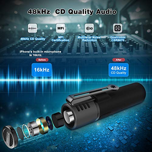 ZealSound Bluetooth 5.0 Lavalier Microphone, 98ft Wireless Range, Noise Cancellation, Portable, Easy to Use, for Phone Calls, Video Recording, Podcasting, Lectures, Interviews, Zoom Meetings