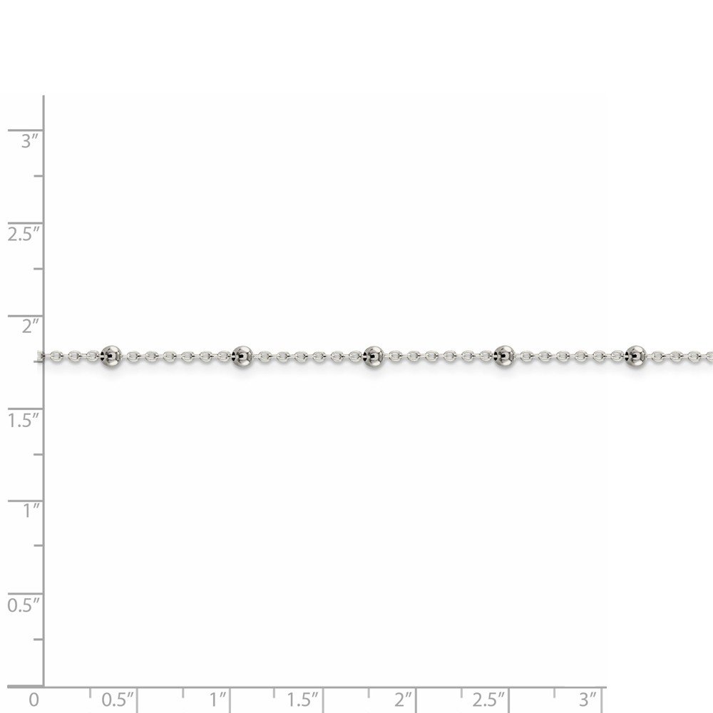 The Black Bow 1.3mm, Sterling Silver Beaded Cable Chain Necklace, 16 Inch