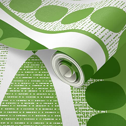 Spoonflower Peel & Stick Wallpaper 9ft x 2ft - Pod Mod Modern Green Mid Century Vegetable Custom Removable Wallpaper