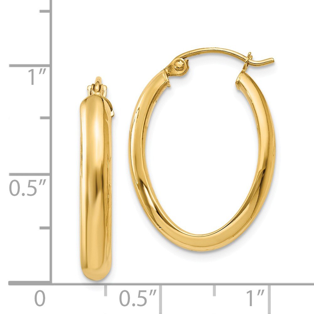 The Black Bow 3.5mm, 14k Yellow Gold Oval Hoop Earrings, 25mm (1 Inch)