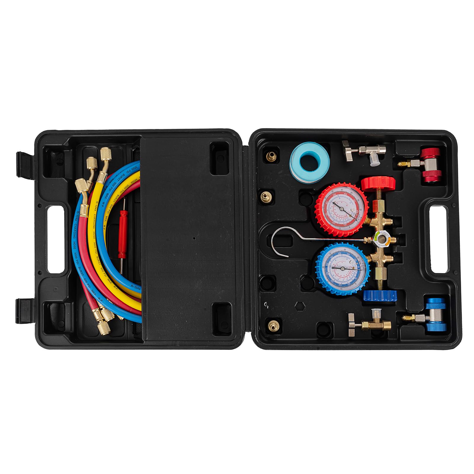 SHZOND Vacuum Pump 3.5CFM 1/4HP Single Stage Air Vacuum Pump HVAC with R134A R410A Kit AC A/C Manifold Gauge Set