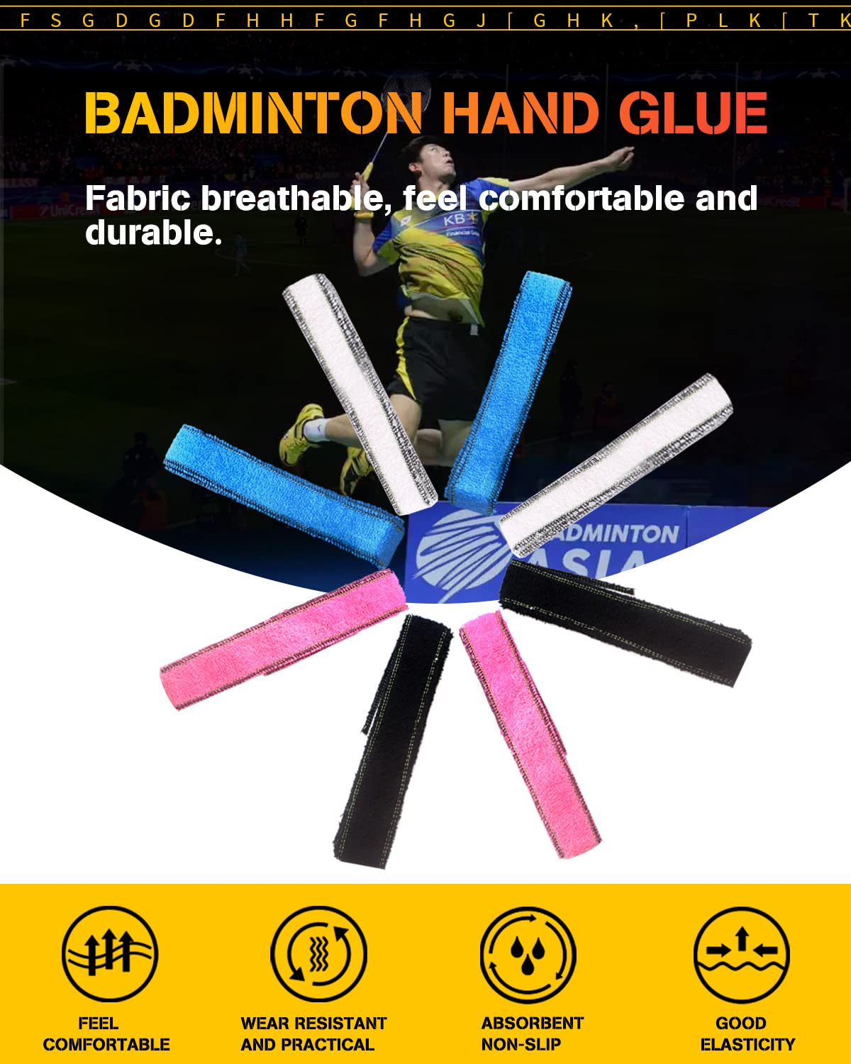 Toweling Racket Overgrip, Super Absorbent Cotton Towel, Skid Resist Absorb Sweat Grip Tape, Handles Protection for Tennis Badminton Racquetball Squash Baseball