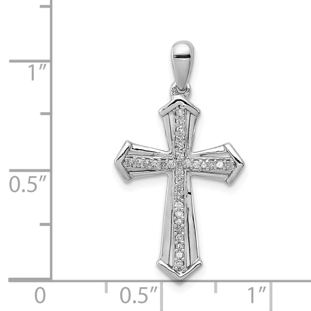 Solid 925 Sterling Silver Diamond Cross Pendant Small Charm 1" (.13 cttw.)