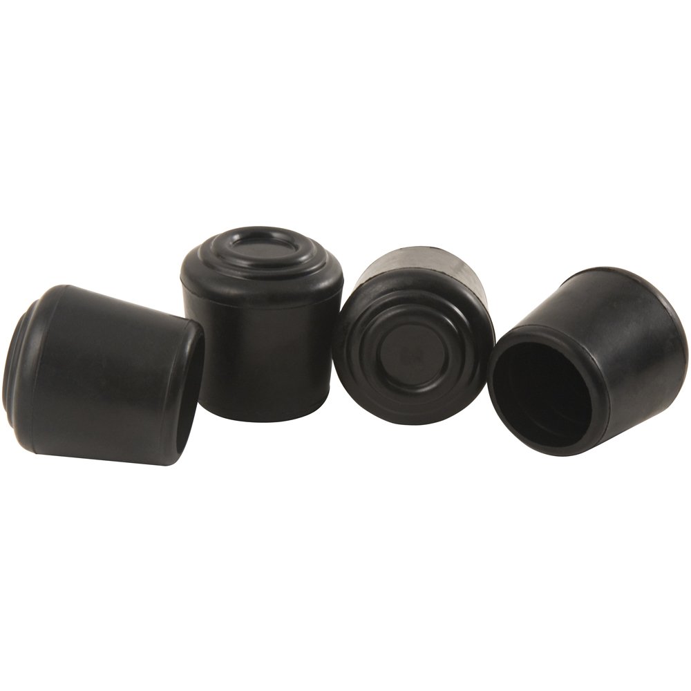 SoftTouch 1/2" Round Slip-On Rubber Folding Metal Chair Leg Tip Replacement - Protect Surfaces & Dampen Noise, Black, 4 Count (Pack of 1)