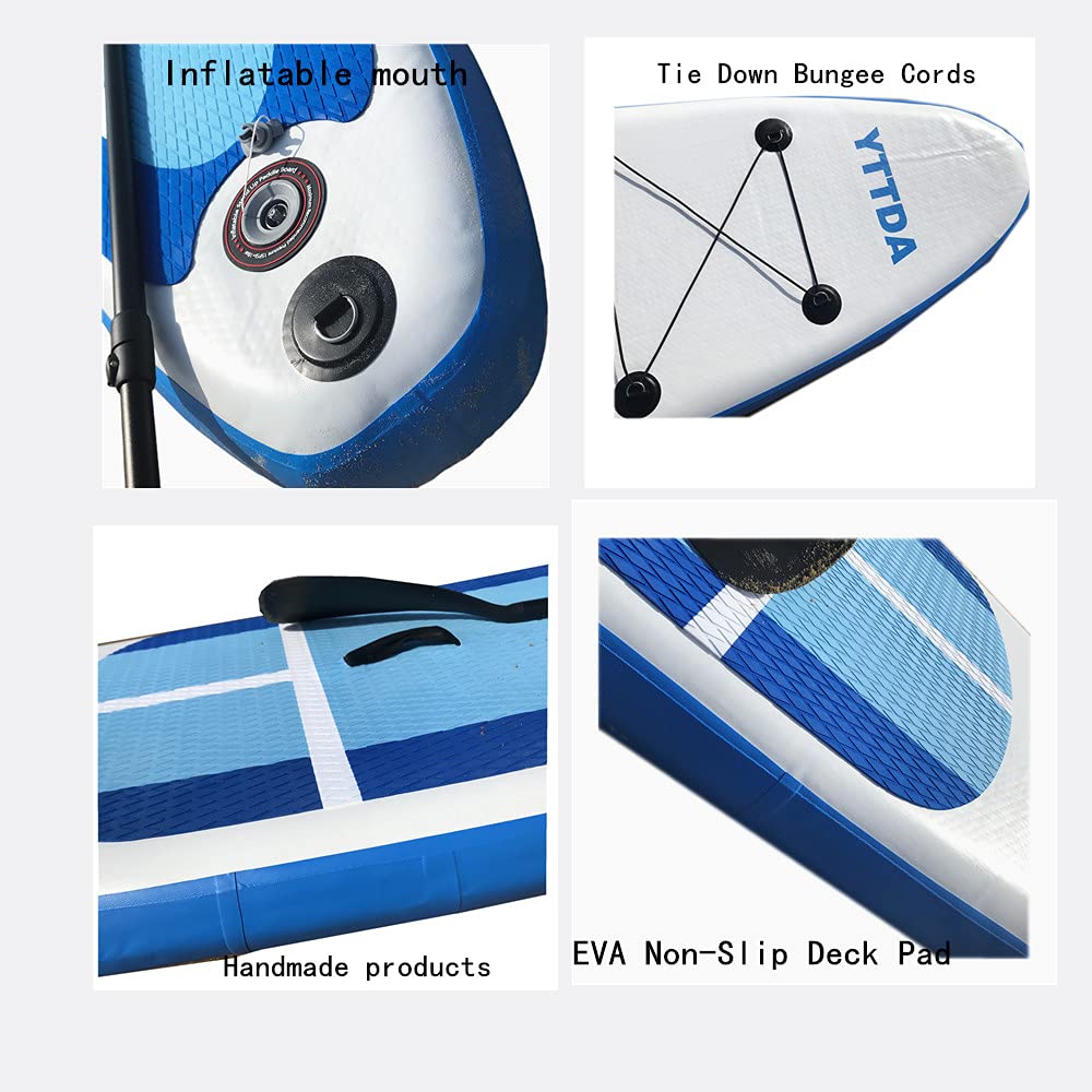 YTTDA Inflatable Stand Up Paddle Board,Stand Up Paddle Board with Carry Bag & Paddleboard Accessories Including SUP Paddle, Board Leash, Fin and Air Pump, Surfboard for Youth & Adult (Blue, 118)