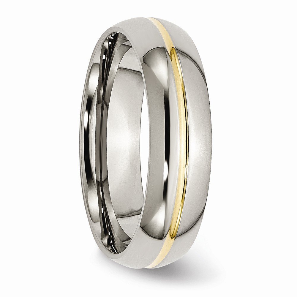Sonia Jewels Size 8 - Titanium Yellow IP-Plated Grooved 6mm Polished Wedding Band