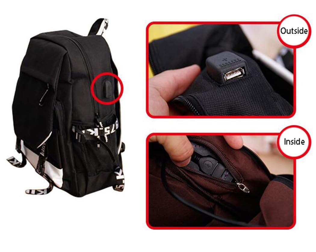 WANHONGYUE Undertale Game Laptop Backpack Rucksack Travel Sports Casual Daypack with USB Charging Port Black / 4