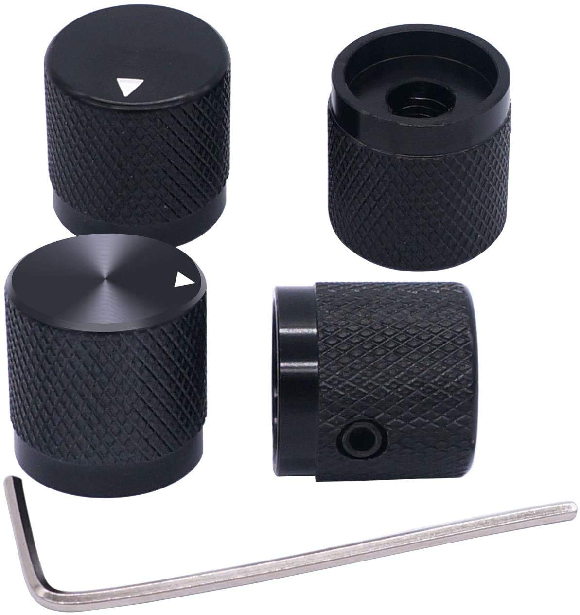 Taiss/ 4pcs black Aluminum Rotary Electronic Control Potentiometer Knob for 6 mm Diameter Shaft, Volume Control Knob, Audio knob, Guitar Knob,Switch Knob, 17mm dia. x 17mm height
