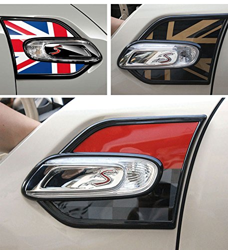 Side Scuttle Lamp Light Pattern Fender Panel Frame Cover Trim ABS for Mini Cooper F55 Hardtop F56 Hatchback ((Union Jack Black)