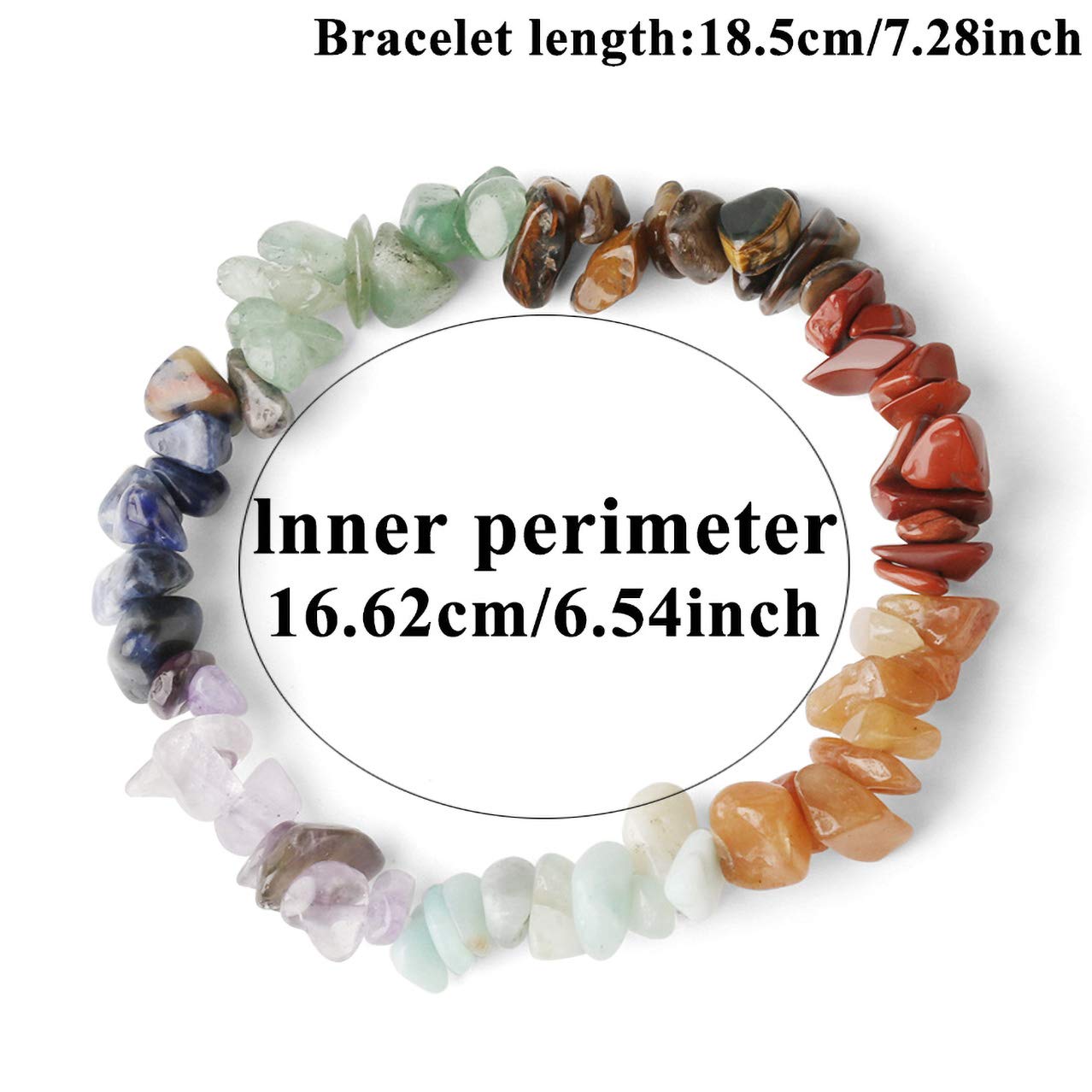WAINIS 15 Pcs Natural Gemstone Chakra Crystal Bracelets for Women Stretch Chips Reiki Bracelets Set Adjustable