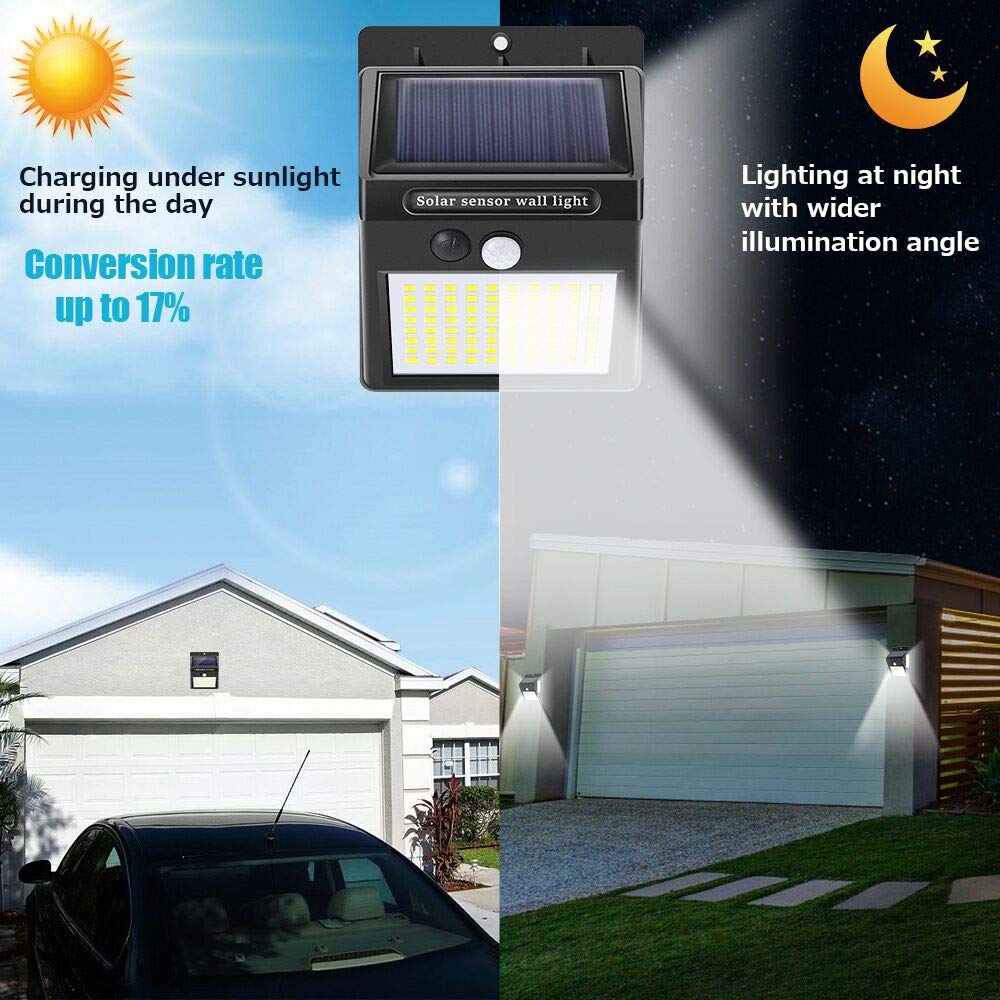 Solar Lights Outdoor[120 LED/3 Optional Modes],270°Lighting Angle Solar Motion Sensor Lights Wireless IP65 Waterproof Outdoor Solar Security Lights for Porch Garden Yard Fence Patio Deck (6 Pack)