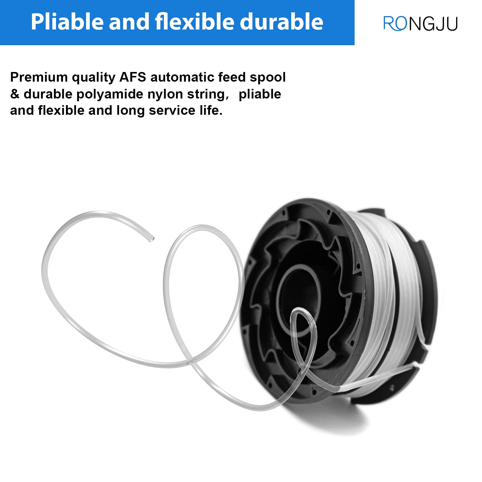 RONGJU 6 Pack Weed Eater Replacement Spools for Black and Decker GH3000 GH3000R LST540 LST540B String Trimmer Spool SF-080 SF-080-BKP with 20ft 0.080" Trimmer line