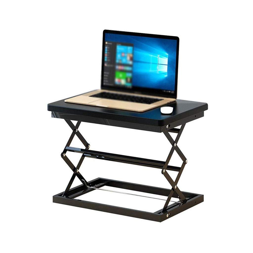 SCKTFS Ergonomic Standing Desk Height Adjustable Laptop and Computer Table - Black Stand Folding Desktop Workstation Converter for Office or Gaming Use