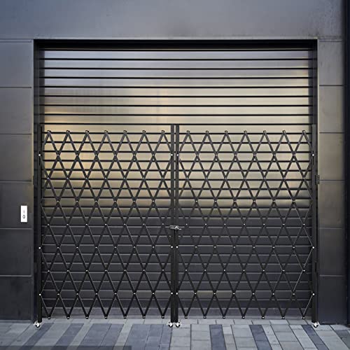 VEVOR Double Folding Security Gate, 63.39" H x 122" W Folding Door Gate, Steel Accordion Security Gate, Flexible Expanding Security Gate, 360° Rolling Barricade Gate, Scissor Gate or Door with Keys