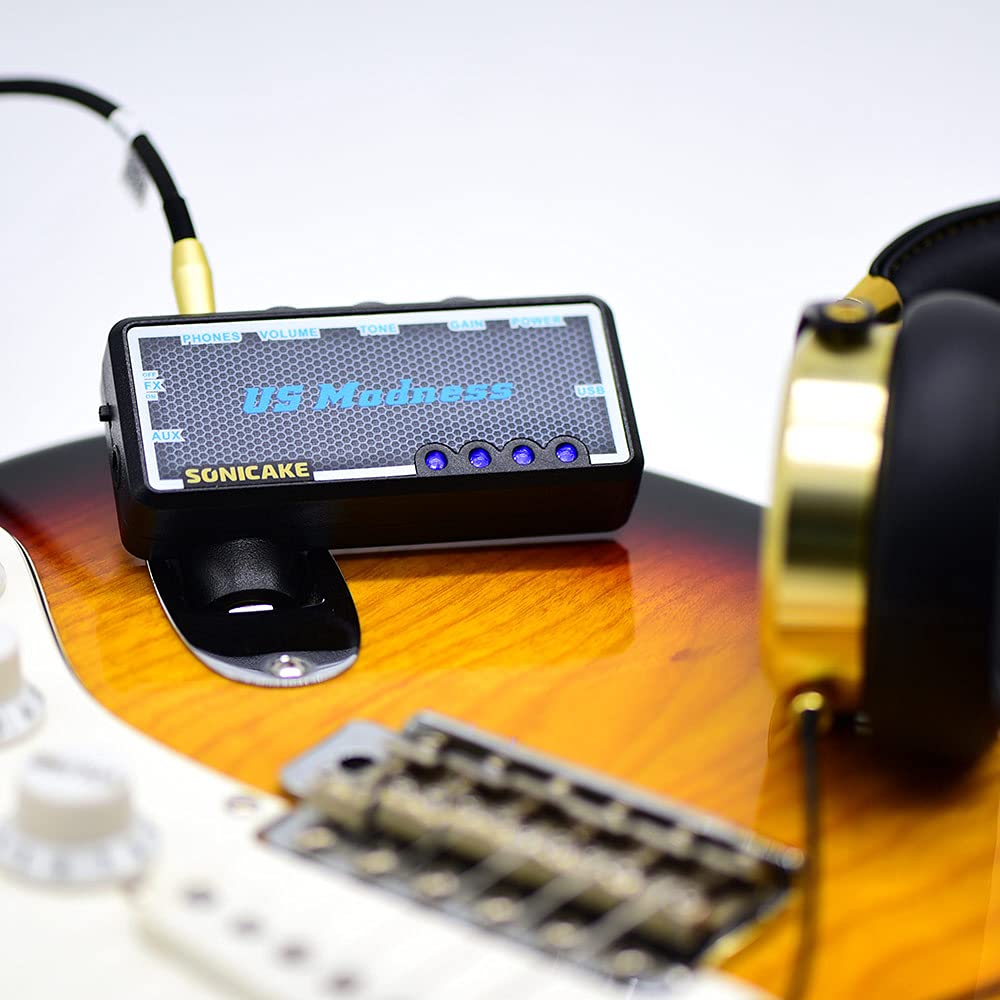 SONICAKE Guitar Bass Headphone Amp Mini Headphone Amplifier US Madness Rechargeable Pocket Chorus Effects