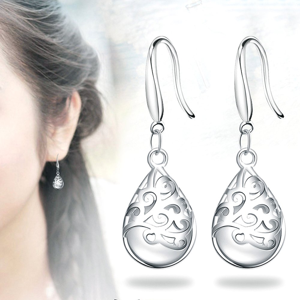 Wishing Tree 925 Sterling Silver Filigree Drop Dangle Earrings for Women (Vogue hook)