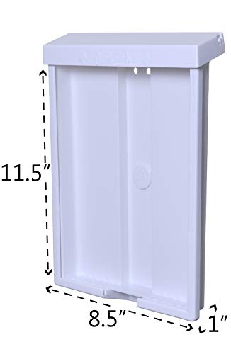 Set of 6, Outdoor Literature Dispenser for 8.25 x 11 Pamphlets with Clear Front Panel, Hinged Top Lid, Semi-Waterproof Brochure Holder for Wall Mount - Plastic, White