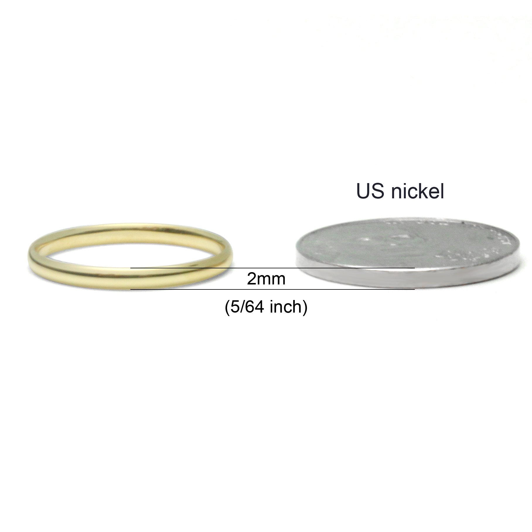 Sz 9.5 Solid 10K Yellow Gold 2MM Round Dome Wedding Band Ring