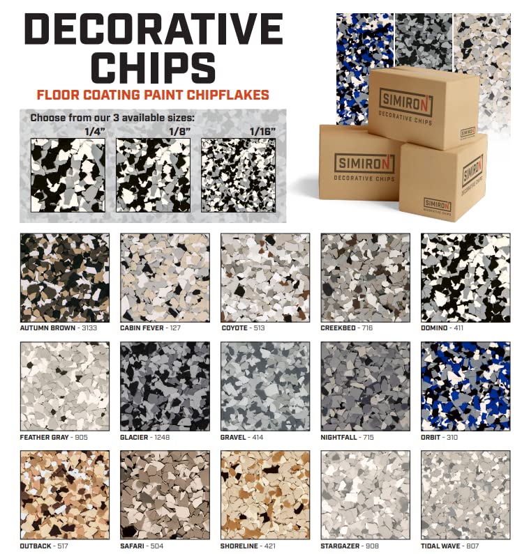 Simiron Vinyl Color Chip Flakes for Epoxy Floor Coating, FB-310 Orbit Blend 1/4", 40 lb Box