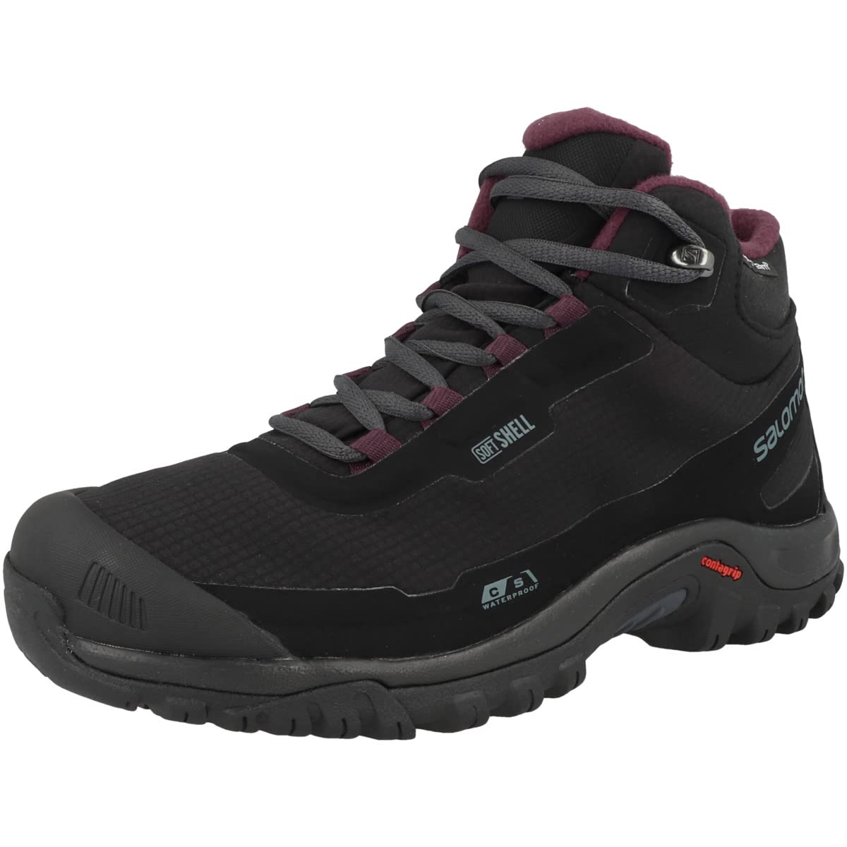 Salomon SHELTER CLIMASALOMON Waterproof Winter Boots for Women Snow, Black/Ebony/Wine Tasting, 8