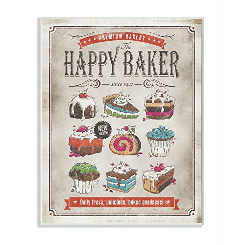 Stupell Industries Happy Baker Vintage Comic Book Design Wall Plaque, Multi-Color