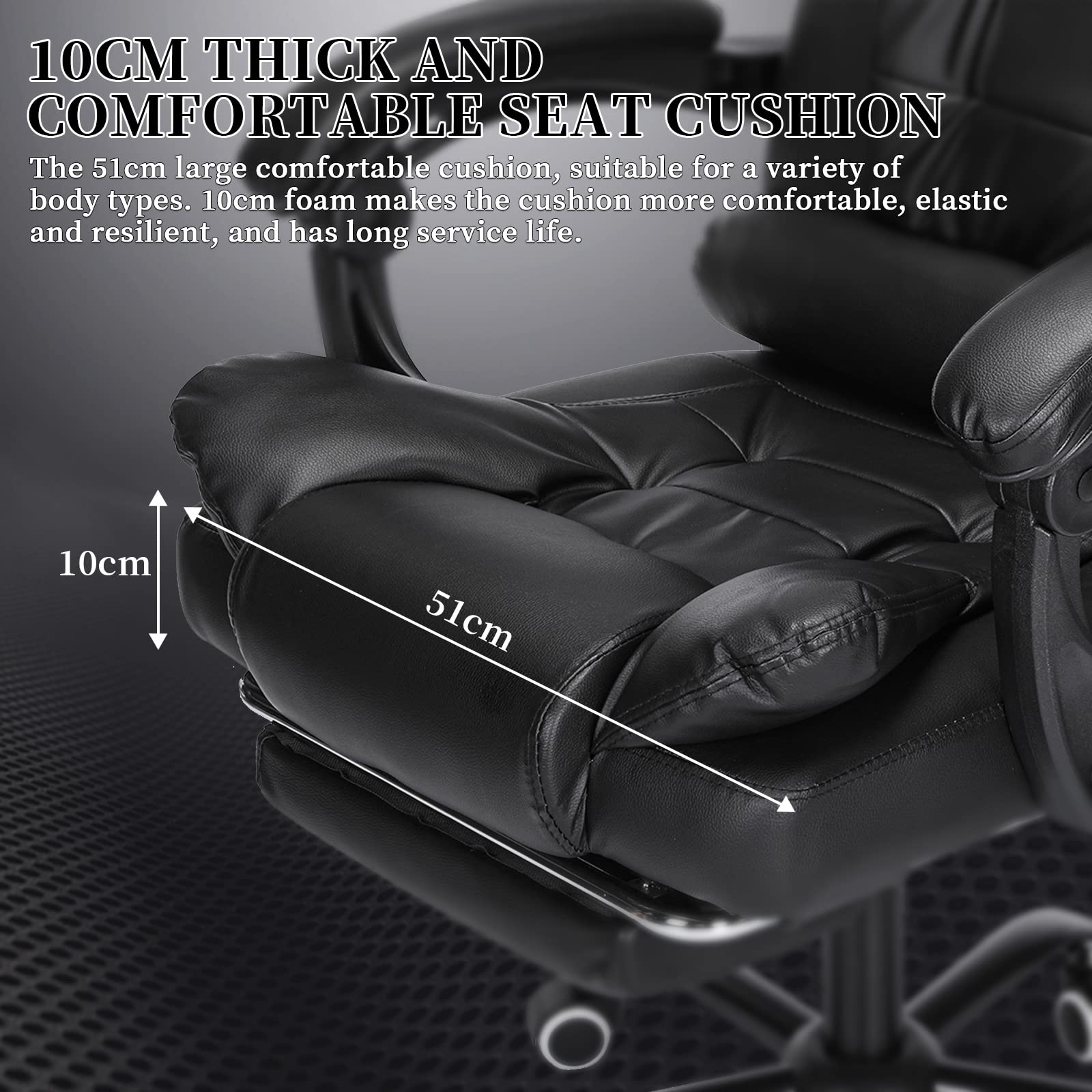VANSPACE Executive Office Chair with Massage and Footrest Reclining Office Chair Soft Leather High Back Computer Desk Chair with Lumbar Support Padded Armrest for Home Office