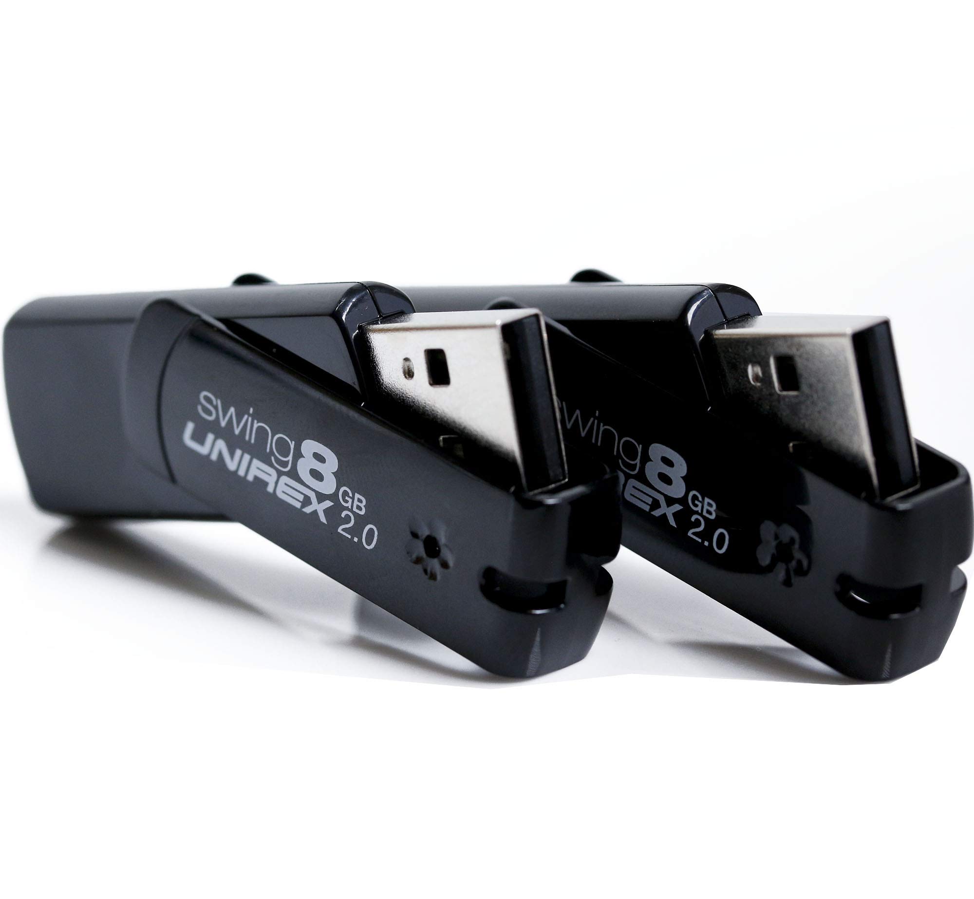 Unirex 2 Pack Swing 8GB USB 2.0 Thumb Drive, Black | Memory Stick Storage is Compatible with Computer, Tablet, or Laptop