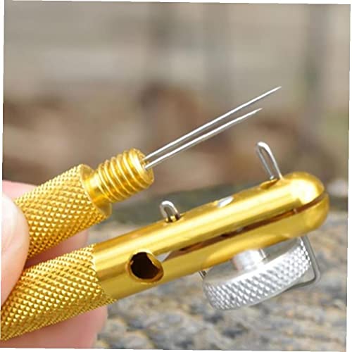 TOSSPER 1pc Fishing Line Knot Tying Tool Metal Fishing Hook Double-Headed Needle Knots Tier Fish Hook Tool Fishing Accessories, Gold