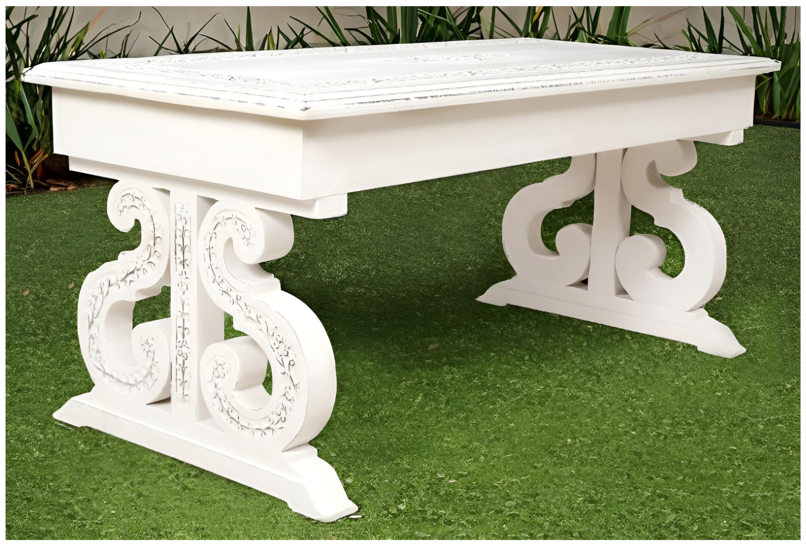 White Coffee Table,Wood Coffee Tables for Living room,Living room Centre Table,Wooden Coffee Table -Mango wood,Rectangular Wooden coffee Table,Tea Table,Wood Accent Table- 40x18 Inch Antique White