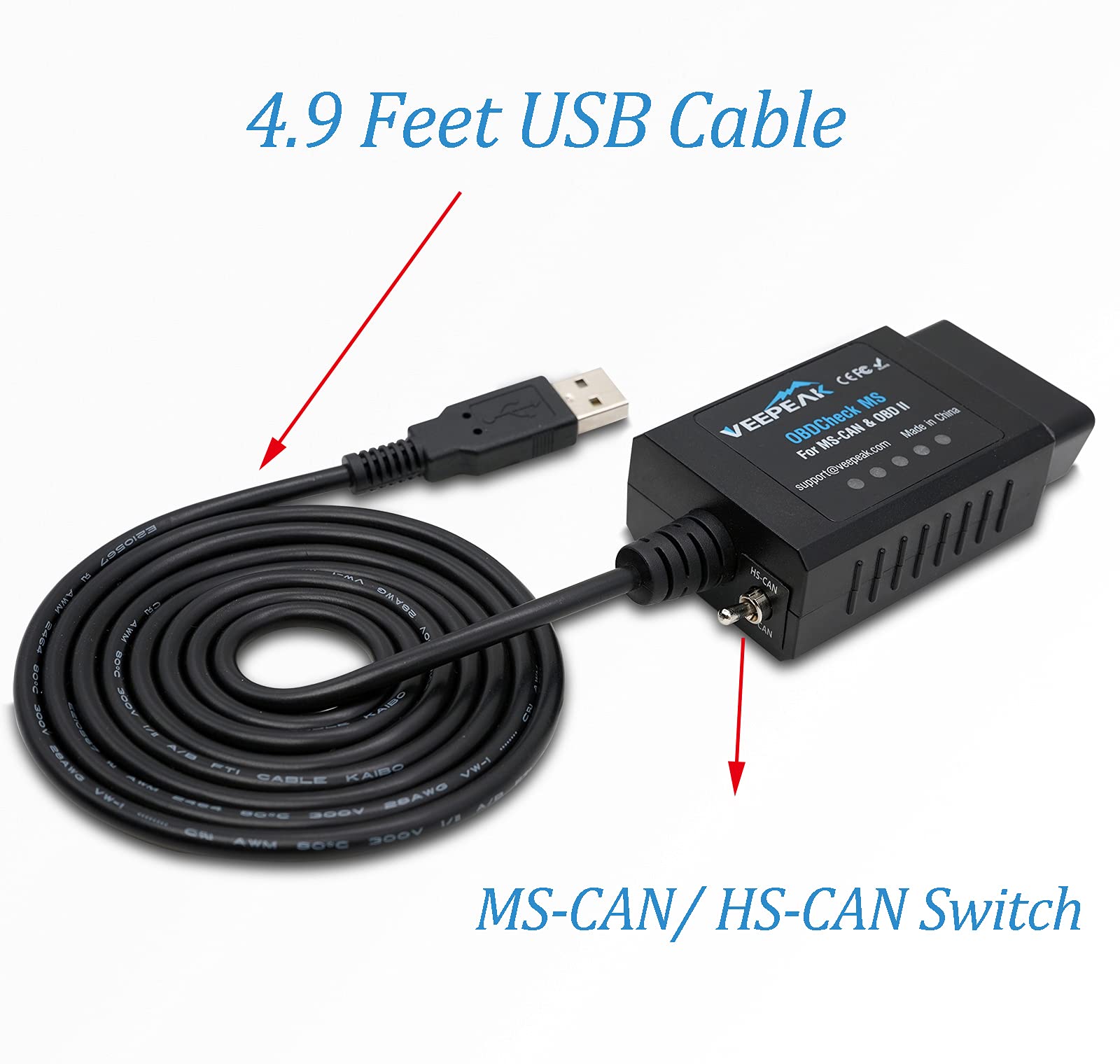 Veepeak USB OBD2 Adapter for for-Scan with MS-CAN Support Diagnostic and Coding Tool Compatible with 1996 and Newer Ford Mazda Vehicles