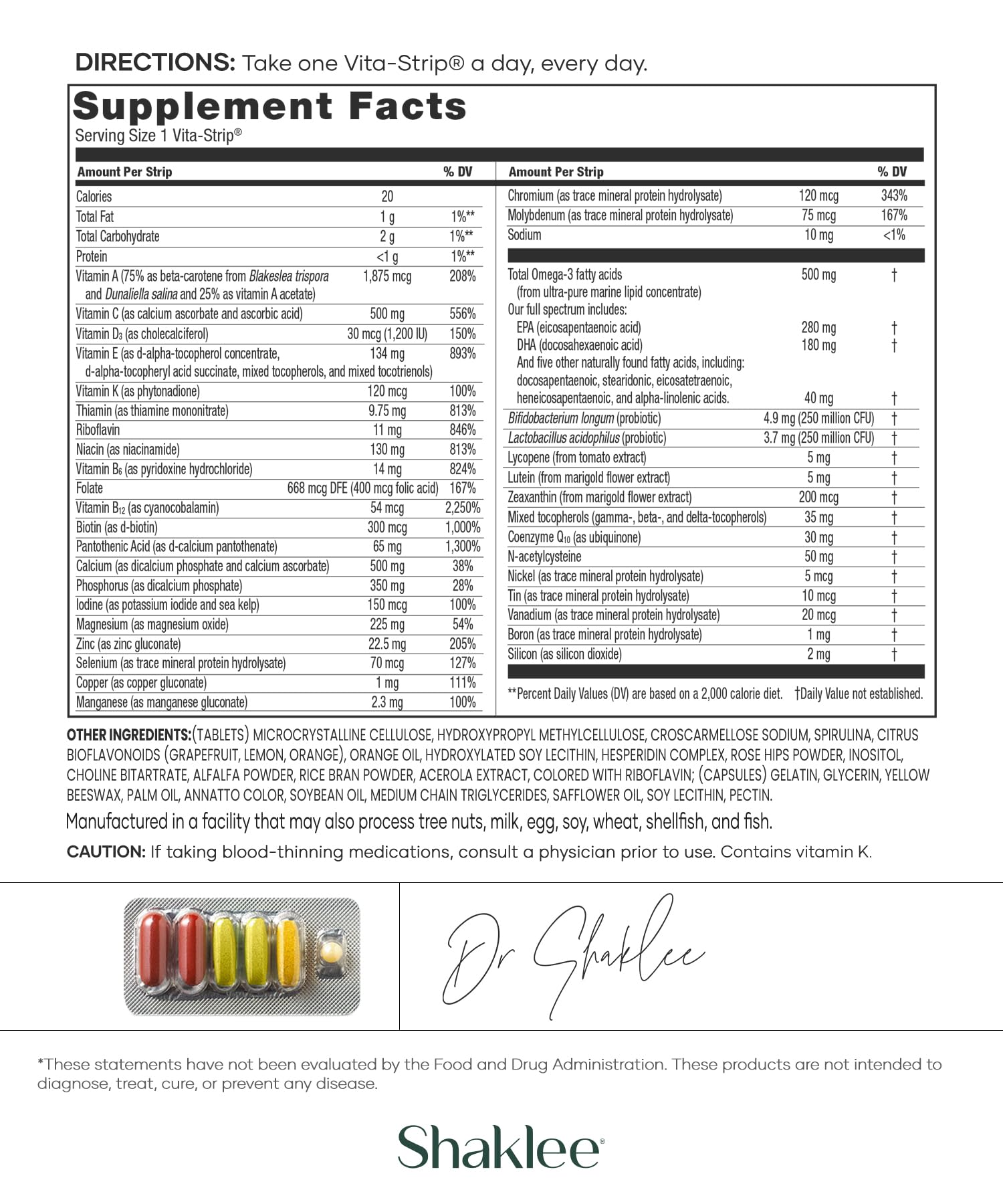 Shaklee - Vitalizer™ Men - Advanced Nutrition Vita-Strips® with Vitamins, Minerals, Omega-3s, Probiotics & More for Heart, Joint, Immune, Bone, Digestive Health & Physical Energy - 30 Vita-Strips®