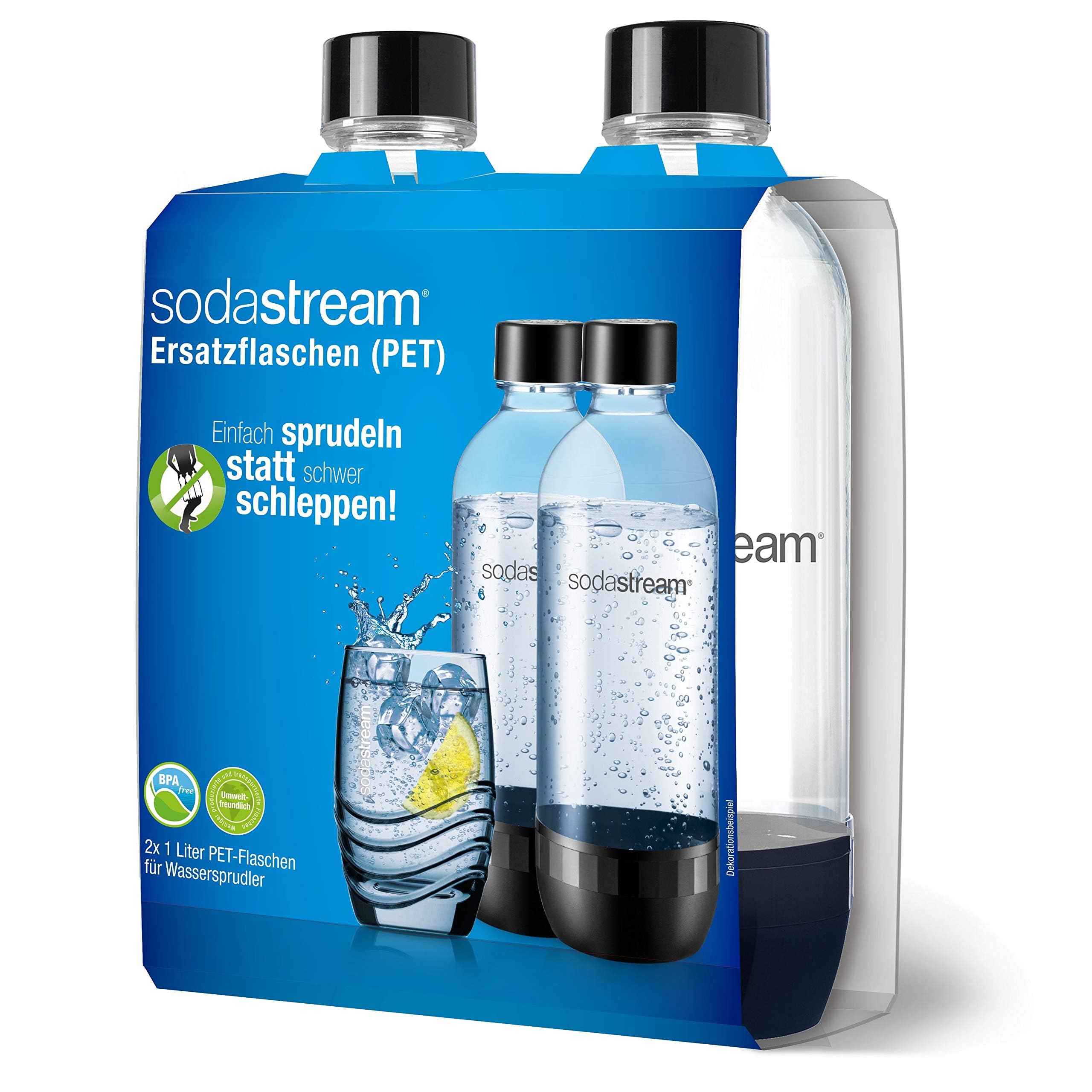 Sodastream 1l Carbonating Bottles- Black (Twin Pack)