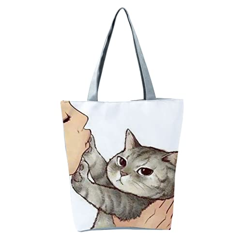 Tote Bag Kitty Print Large Capacity Young Style Women Shoulder Bag for Travel Single Shoulder Bag