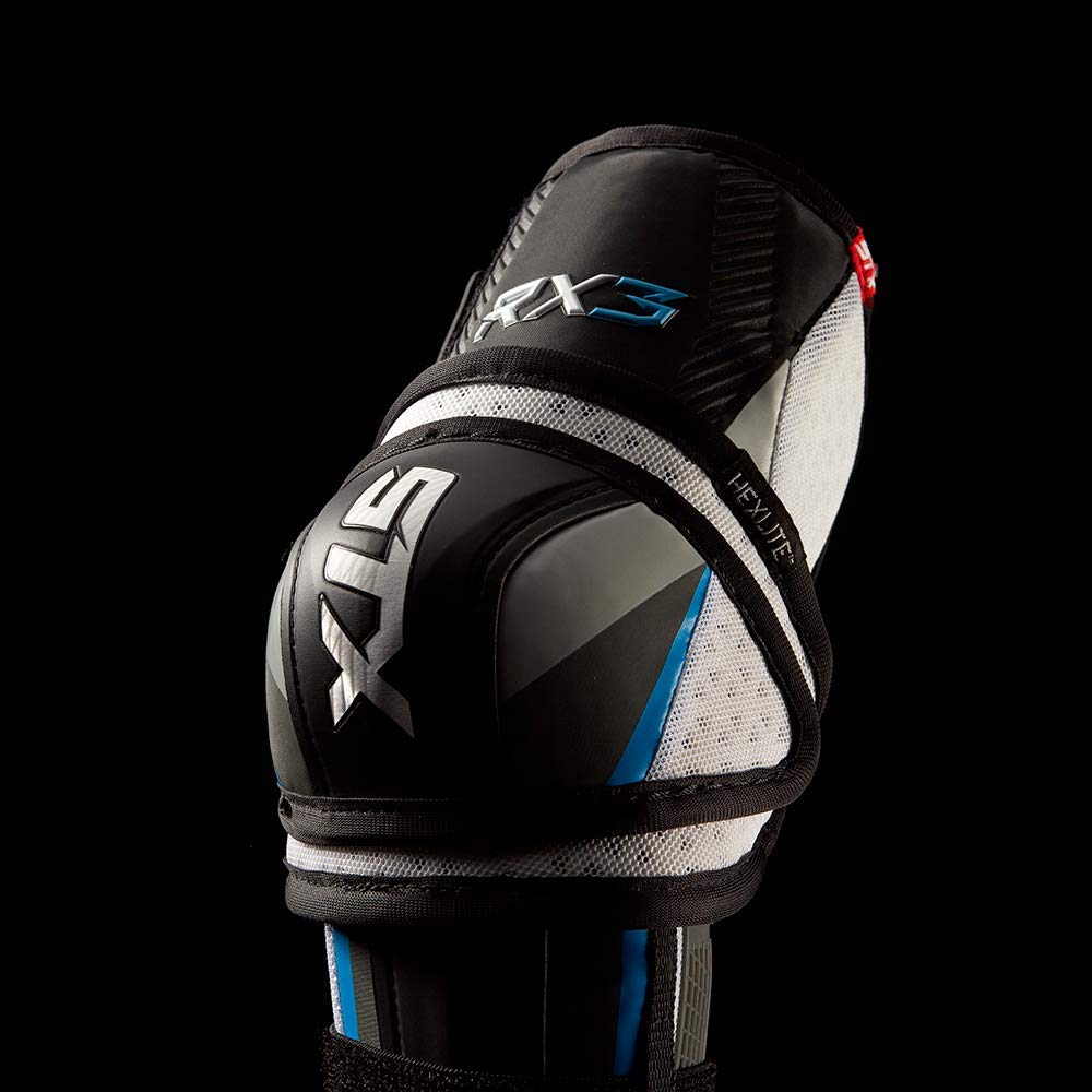 STX HP EP30 SR 02 WE/BE Ice Hockey Surgeon RX3 Elbow Pad, White/Blue, Medium