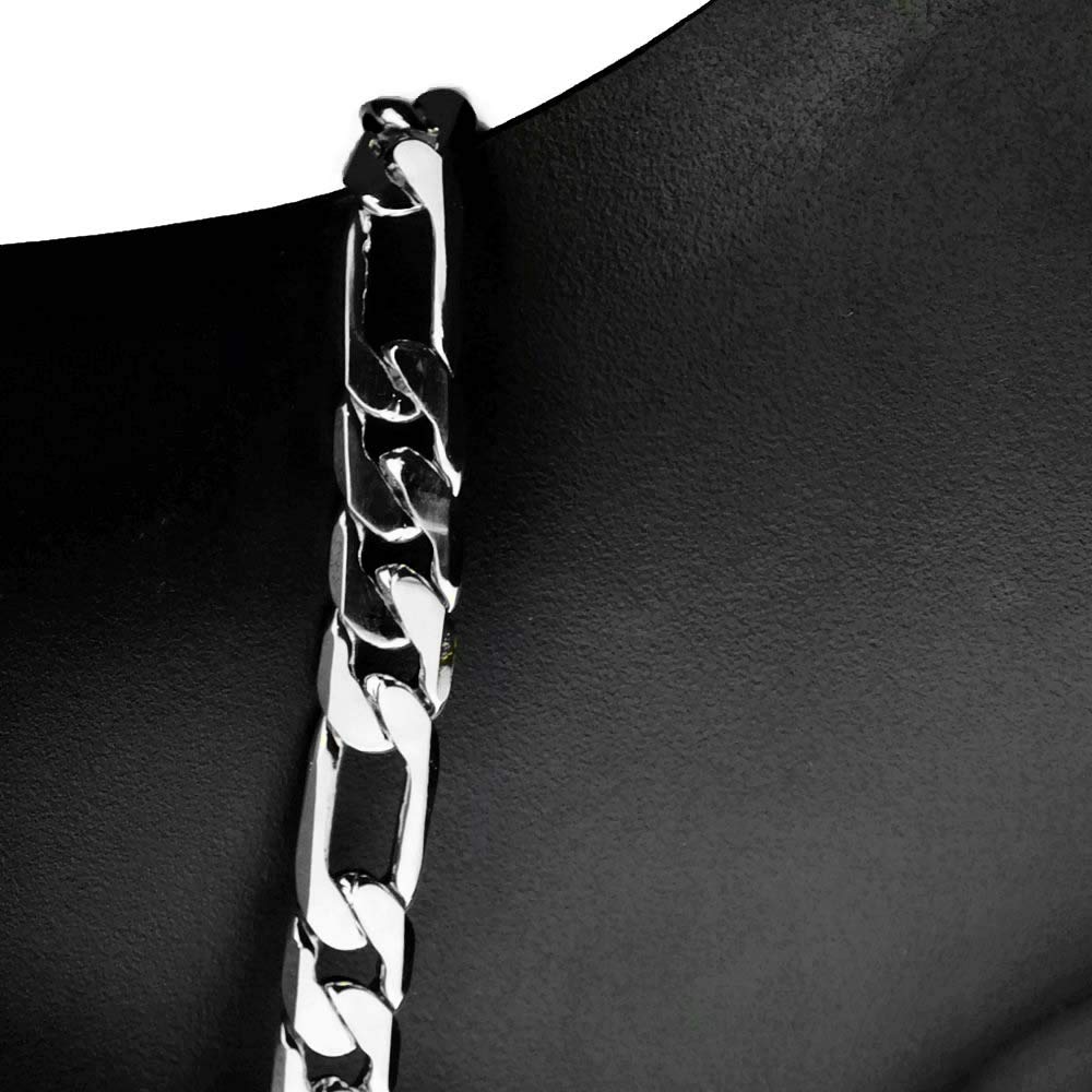 Verona Jewelers 7MM 925 Sterling Silver Classic Figaro Chain - Italian Necklace Figaro Chain (24)