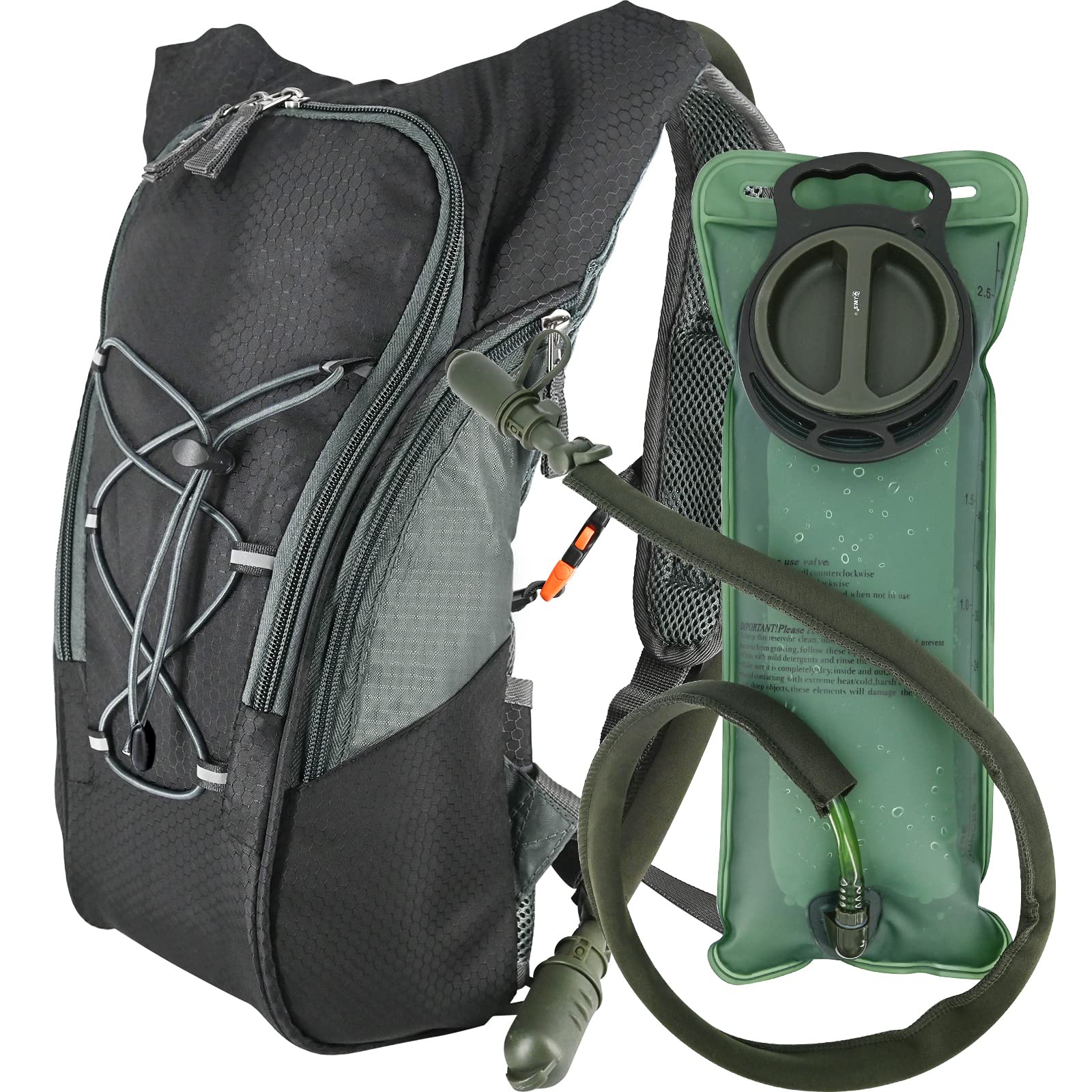 Water Backpack, Tactical Molle Hydration Backpack with 2.5L BPA Water Bladder 10L Capacity Waterproof - for Running, Hiking, Cycling, Camping, Military Hydration Pack