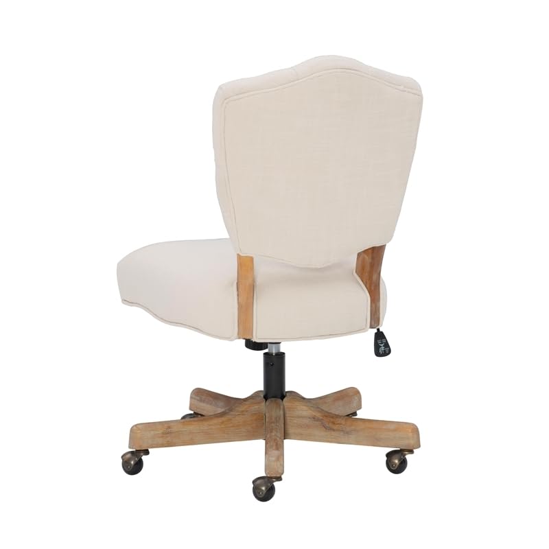 Riverbay Furniture Transitional Fabric Tufted Swivel Office Chair in Beige
