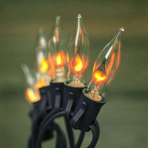 SUNSGNE Flicker Flame Light Bulb, Clear Flame Tip Candelabra Replacement Bulbs with a Flickering Orange Glow, 1 Watt/120 Volts/ E12 Flame Candelabra Base Bulbs, 12 Pack