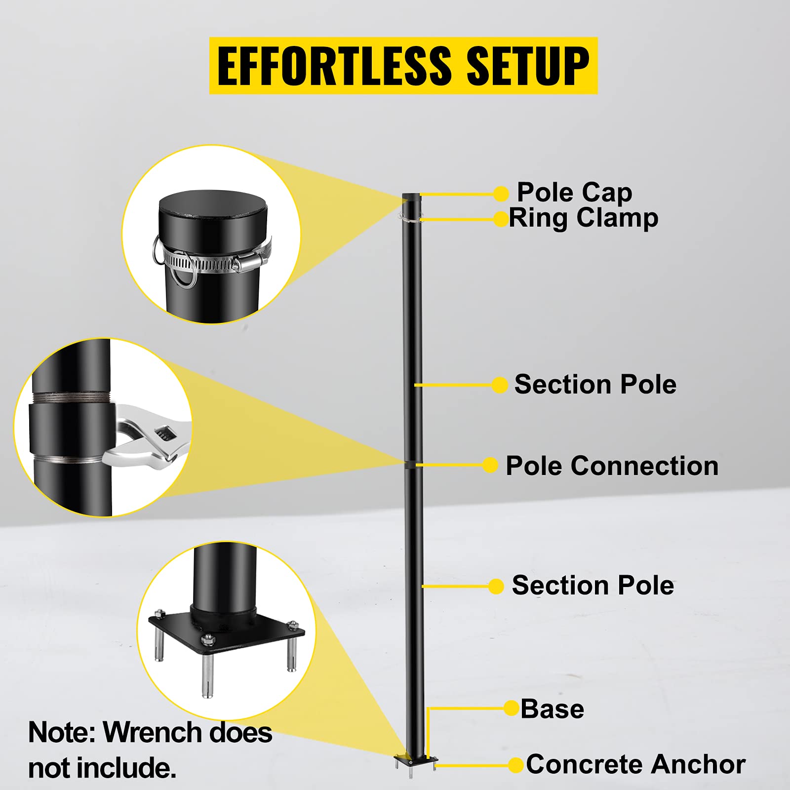 VEVOR ZYPZCG1 Sun Shade Post, Black