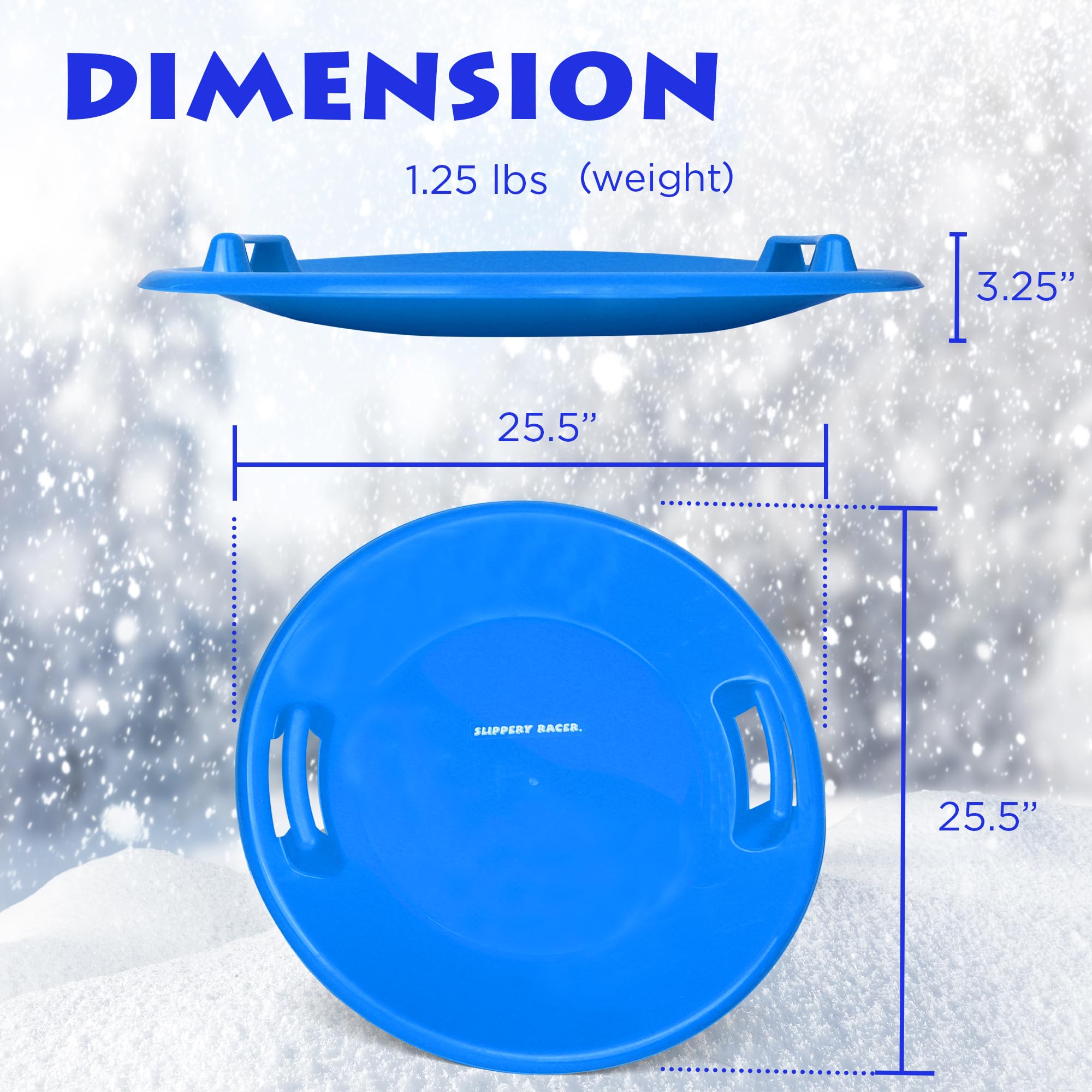 Slippery Racer Heavy-Duty Cold Resistant Downhill Pro Plastic Outdoor Winter Saucer Disc Snow Sled with Handles. (SUPERMAN-1 PACK)