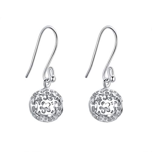 SA SILVERAGE Sterling Silver Dangle Earrings Hollow Filigree Ball Earrings Round Drop Earrings Women's