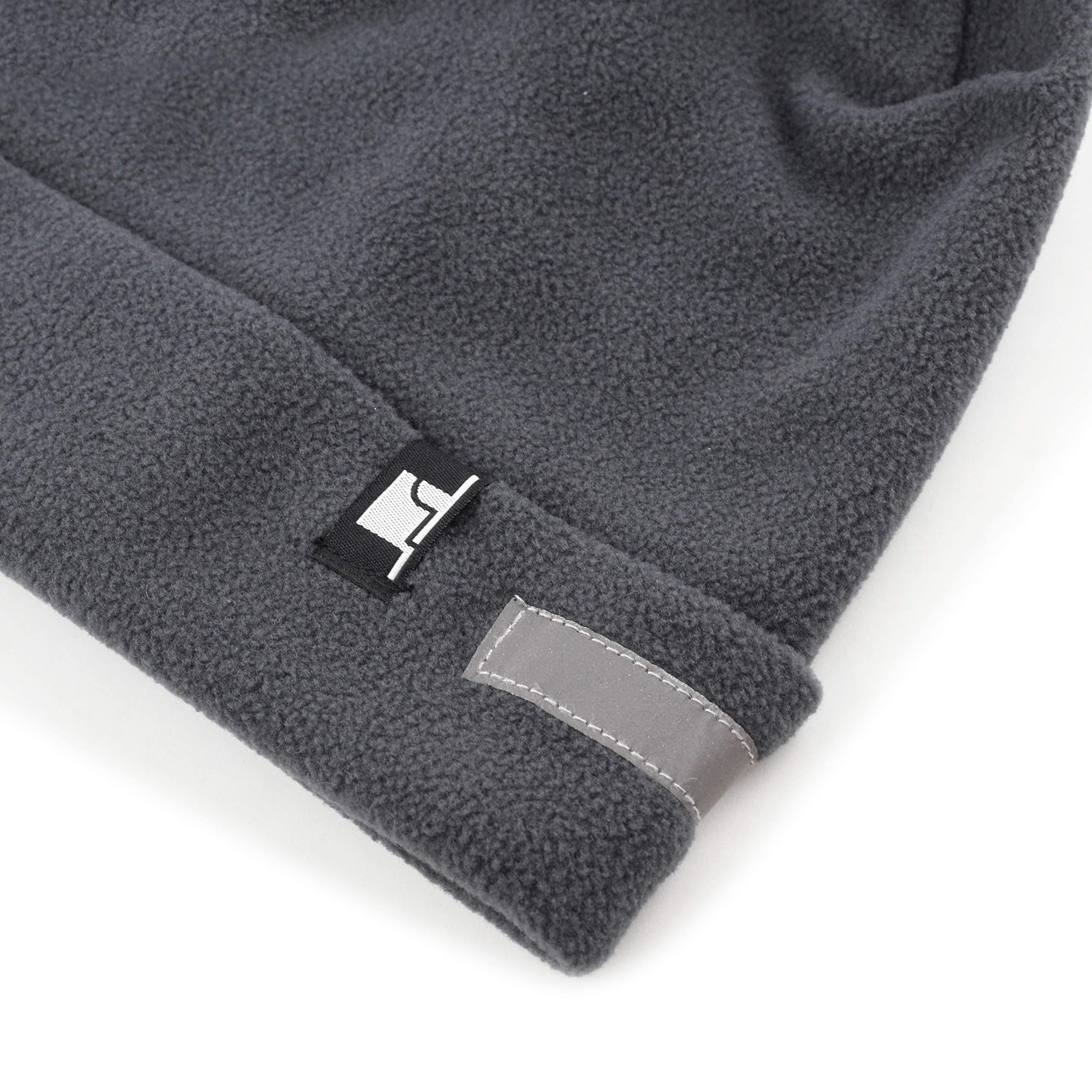 The Hat Depot Fleece Winter Beanie Hat Cold Weather Reflective Safety for Men & Women Performance Stretch (Charcoal)
