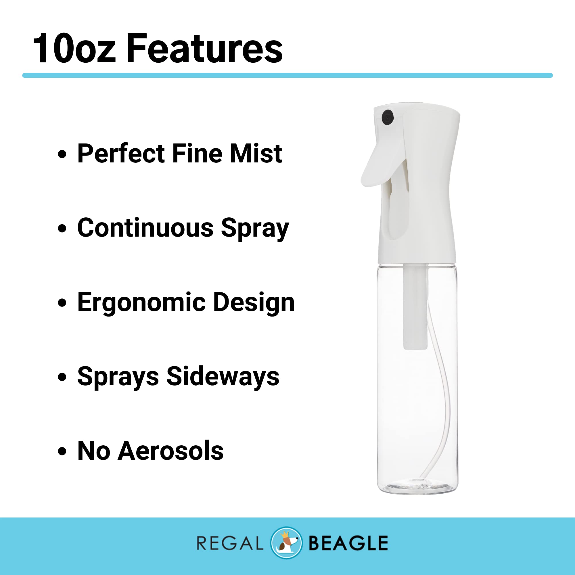 The Bucko Regal Beagle Fine Mist Sprayers (24 oz, 3-pack, white sprayer, clear bottle)