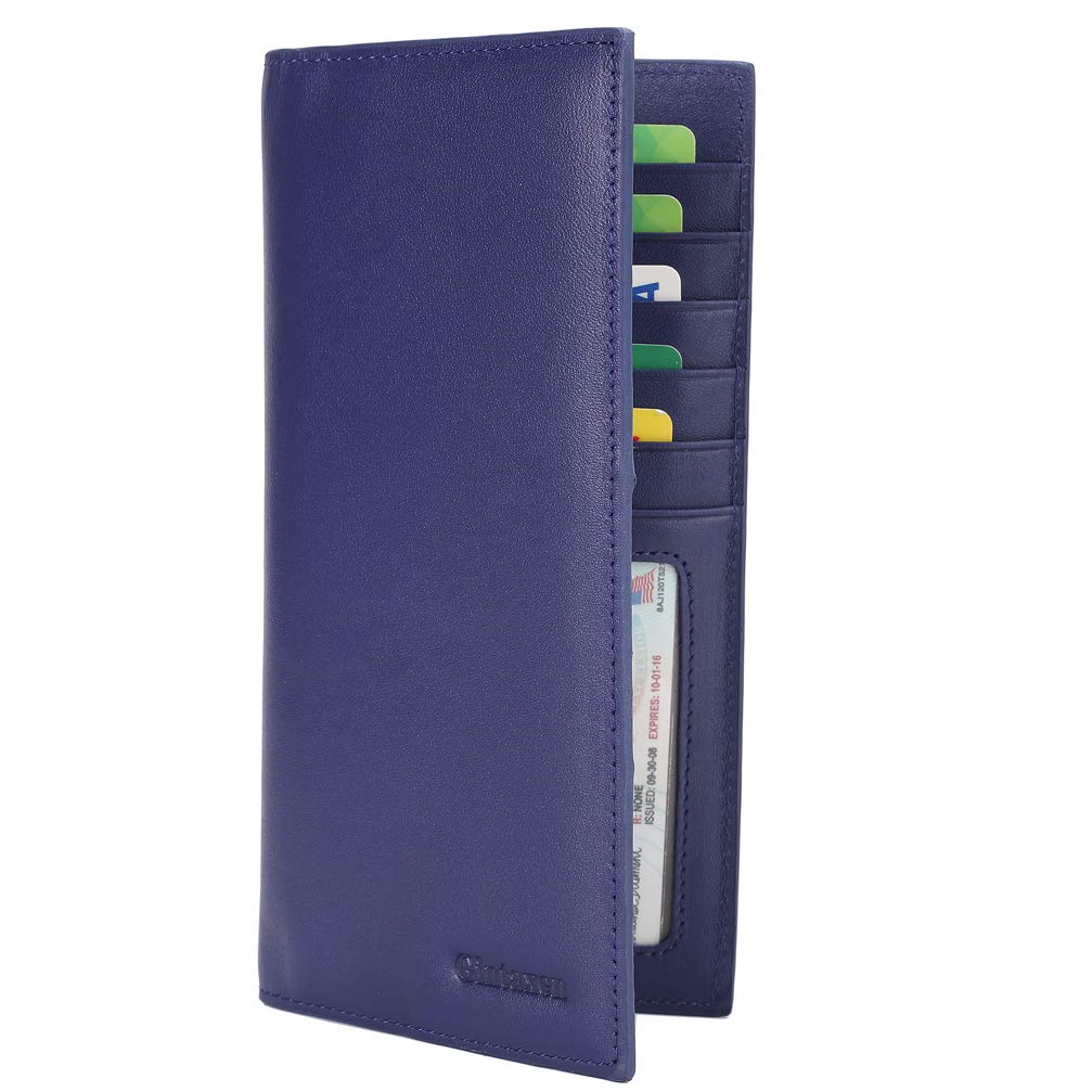 Slim Leather ID/Credit Card Holder Long Wallet with RFID Blocking - Black