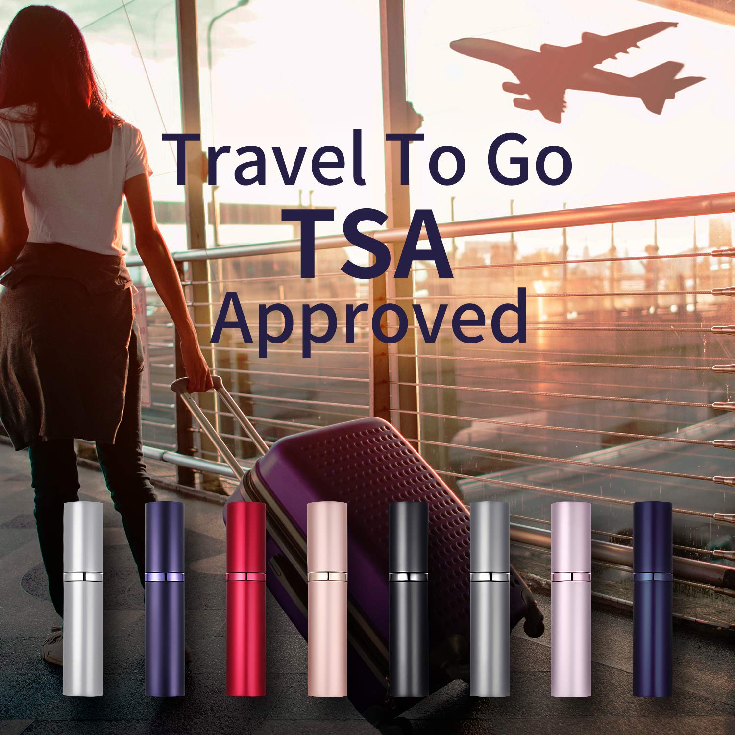 Travel Refillable Perfume Bottle, Mini Portable Perfume Empty Atomizer with Fine Spray Pump, Leaking Proof Perfume Container for Women & Men, 5ml (Black)