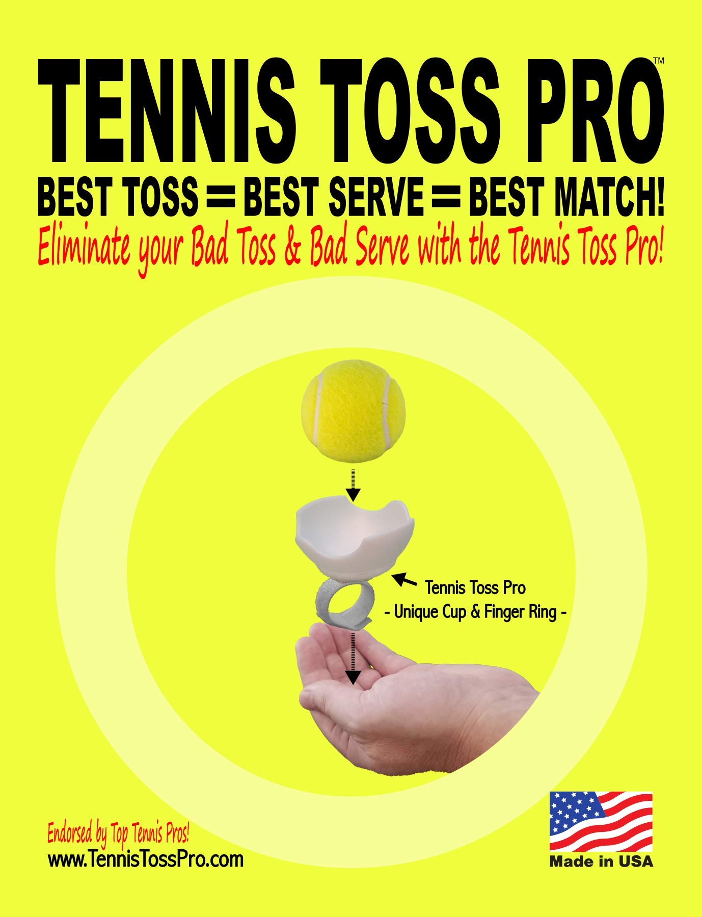 Tennis Toss Pro - Fix Your Tennis Serve Toss Forever! Best Toss = Best Serve = Best Match! [1-Pack] - Age 12 & Up